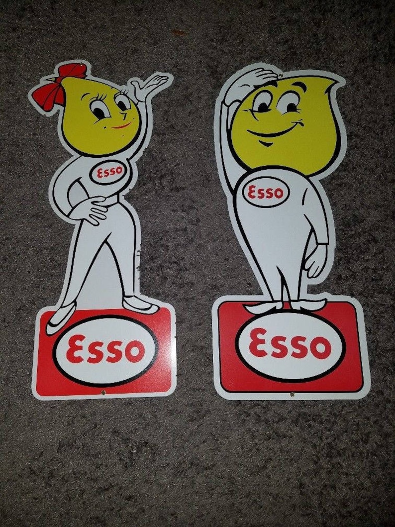 Pair of Esso Oil Drop Kids Steel Sign Vintage Style LARGE 30" Tall - Etsy