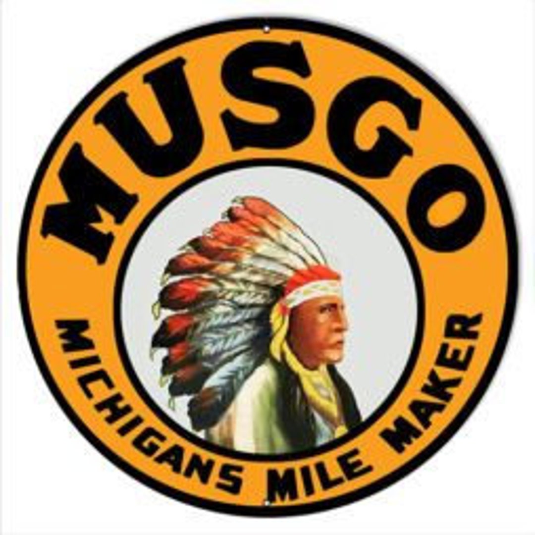 VINTAGE ANTIQUE Style Metal Sign Musgo Motor Oil 24" Round - Etsy