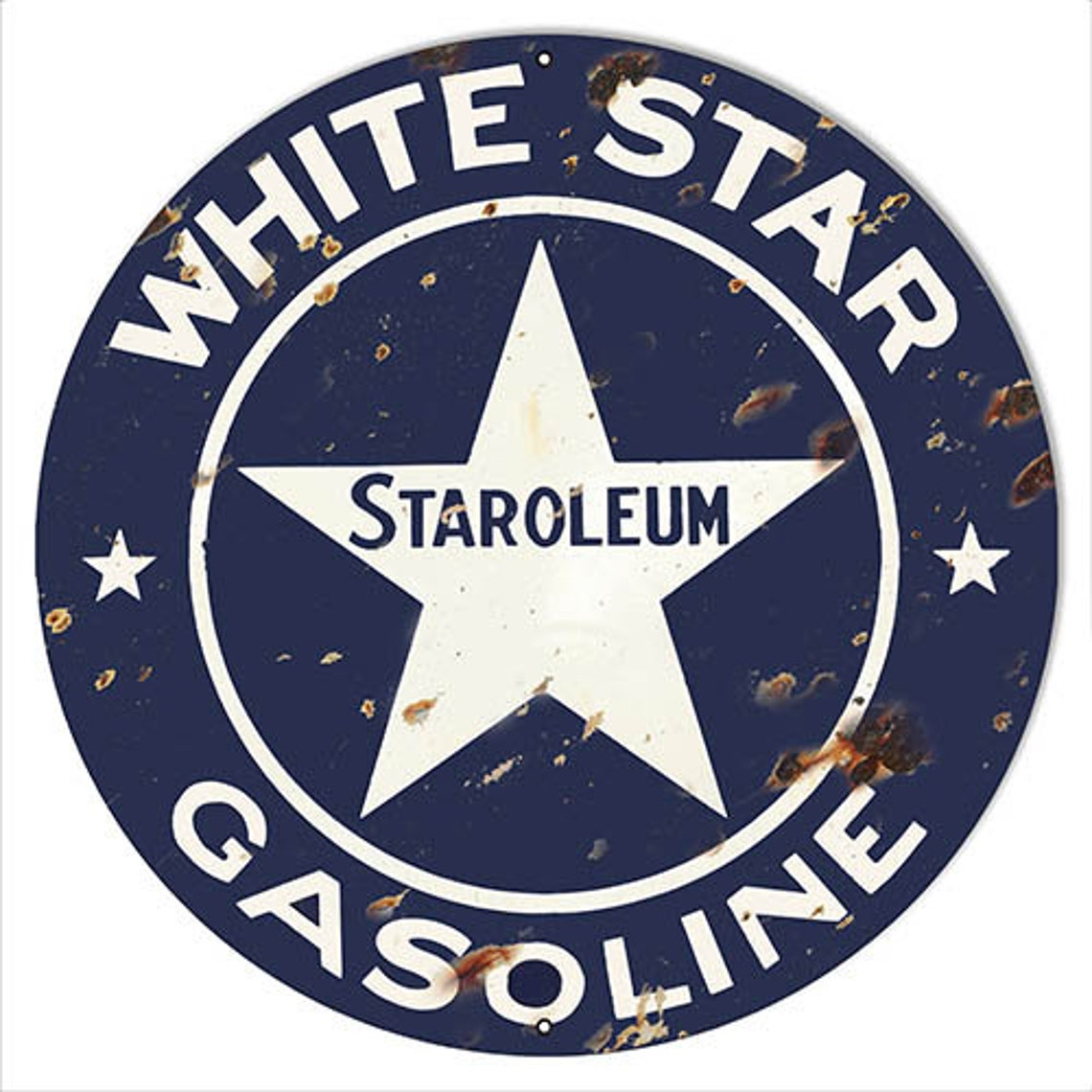 VINTAGE ANTIQUE Style Metal Sign White Star Gasoline 24 - Etsy