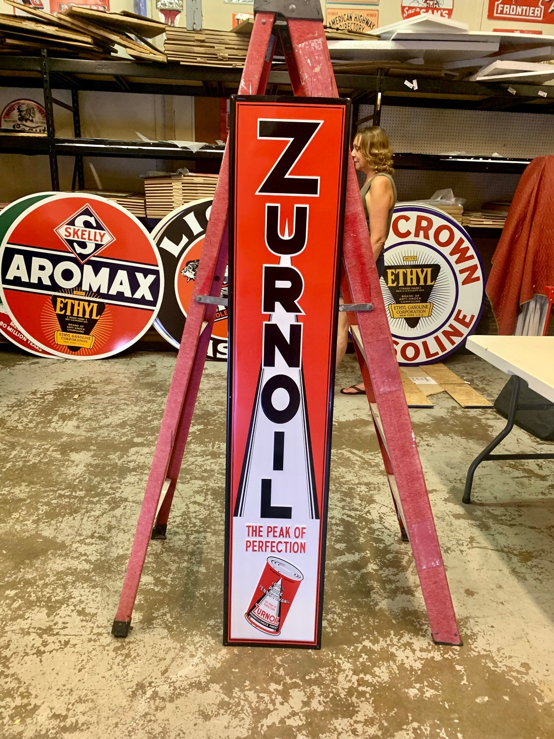 Vintage Style LARGE STEEL Sign Zurnoil Oil Vertical Sign 60 X 12 - Etsy