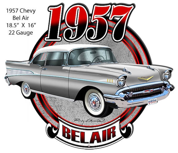 Vintage Style Metal Sign CHEVY 1957 Bel Air 16 X | Etsy