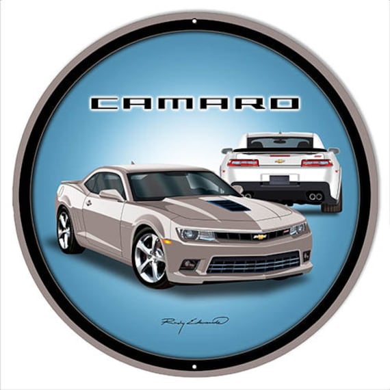 VINTAGE ANTIQUE Style Metal Sign Camaro 24 Round | Etsy