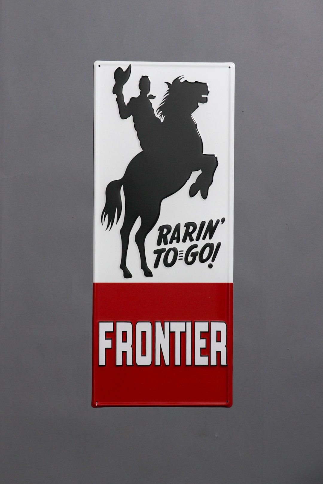 Vintage Style Sign Embossed Frontier Gas - Etsy