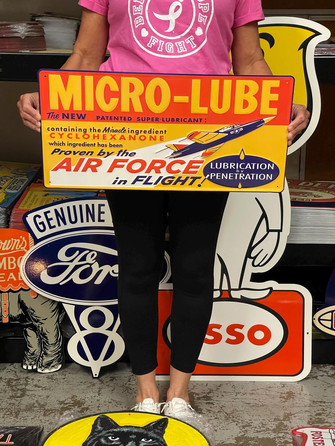 Antique Vintage Old Style Steel Sign Micro Lube Air Force Lubrication ...