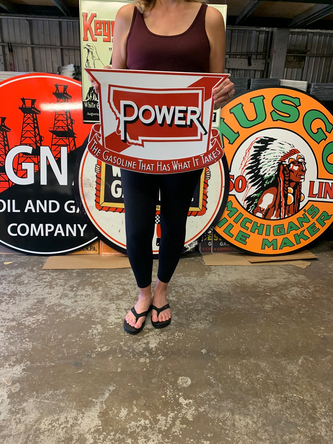 Vintage Antique Style Metal Sign Montana Power Gasoline - Etsy