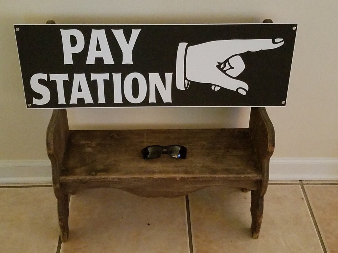 Vintage Style Metal Sign Pay Station Pointing Finger 29 X 9 - Etsy