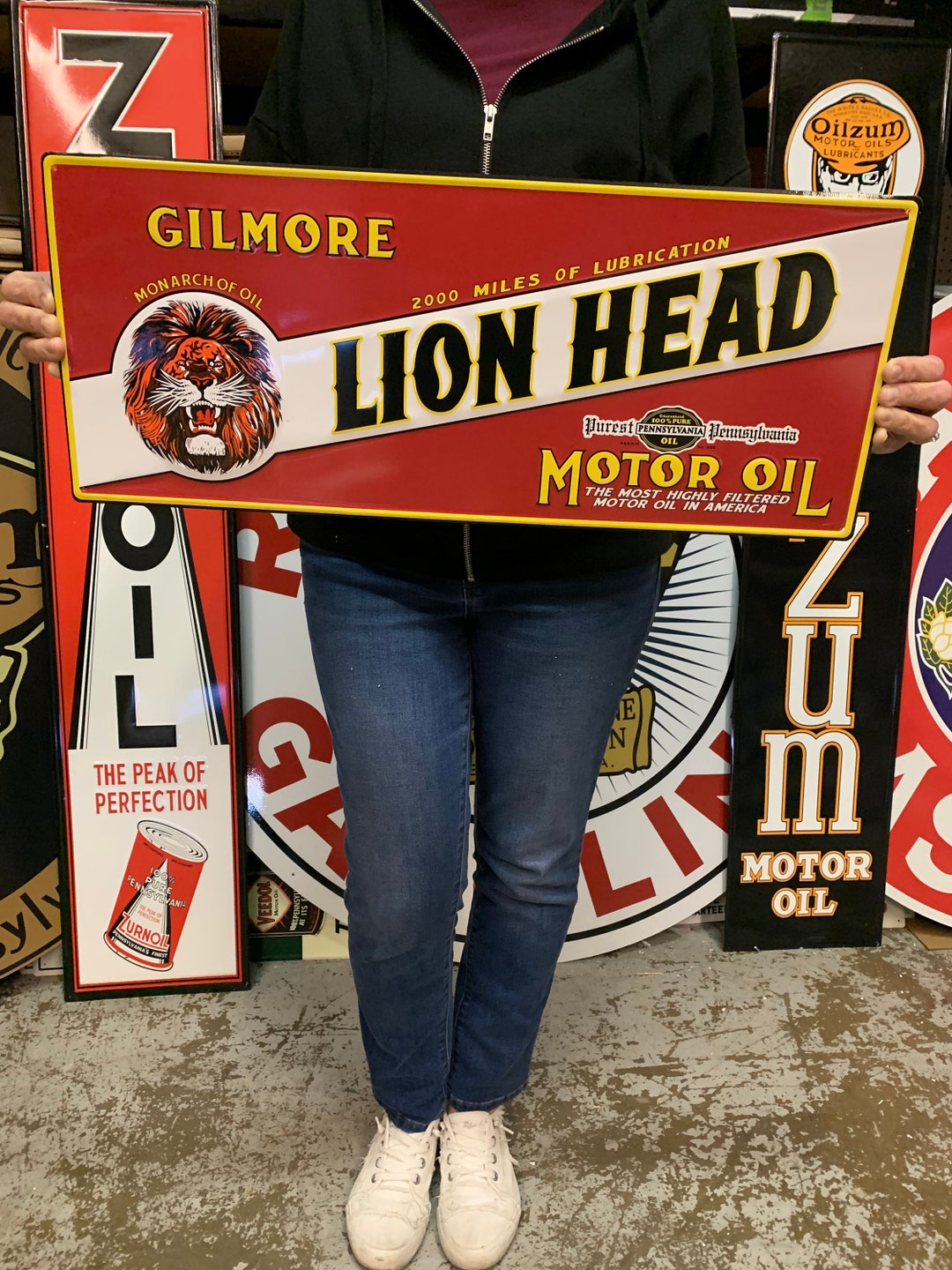 Vintage Antique Style Sign Gilmore Lion Head Gas Oil - Etsy