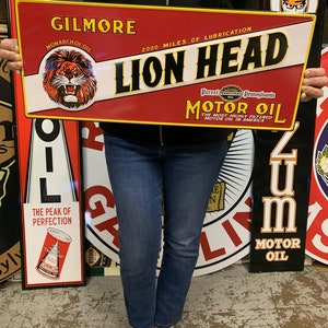 Vintage Antique Style Sign Gilmore Lion Head Gas Oil - Etsy