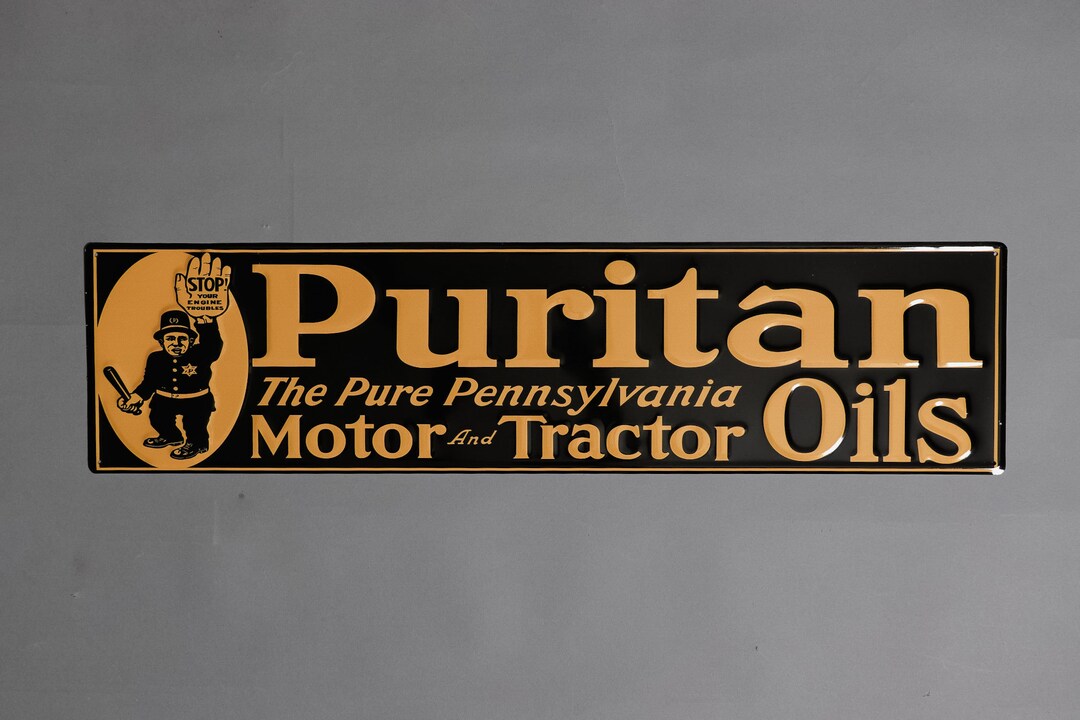 Vintage Style Sign Embossed Pure Oil - Etsy