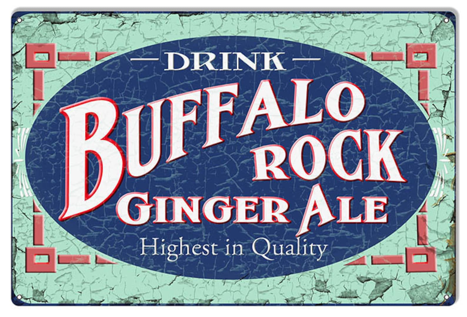 VINTAGE ANTIQUE Style Metal Sign Buffalo Rock Ginger Ale 16x24 - Etsy