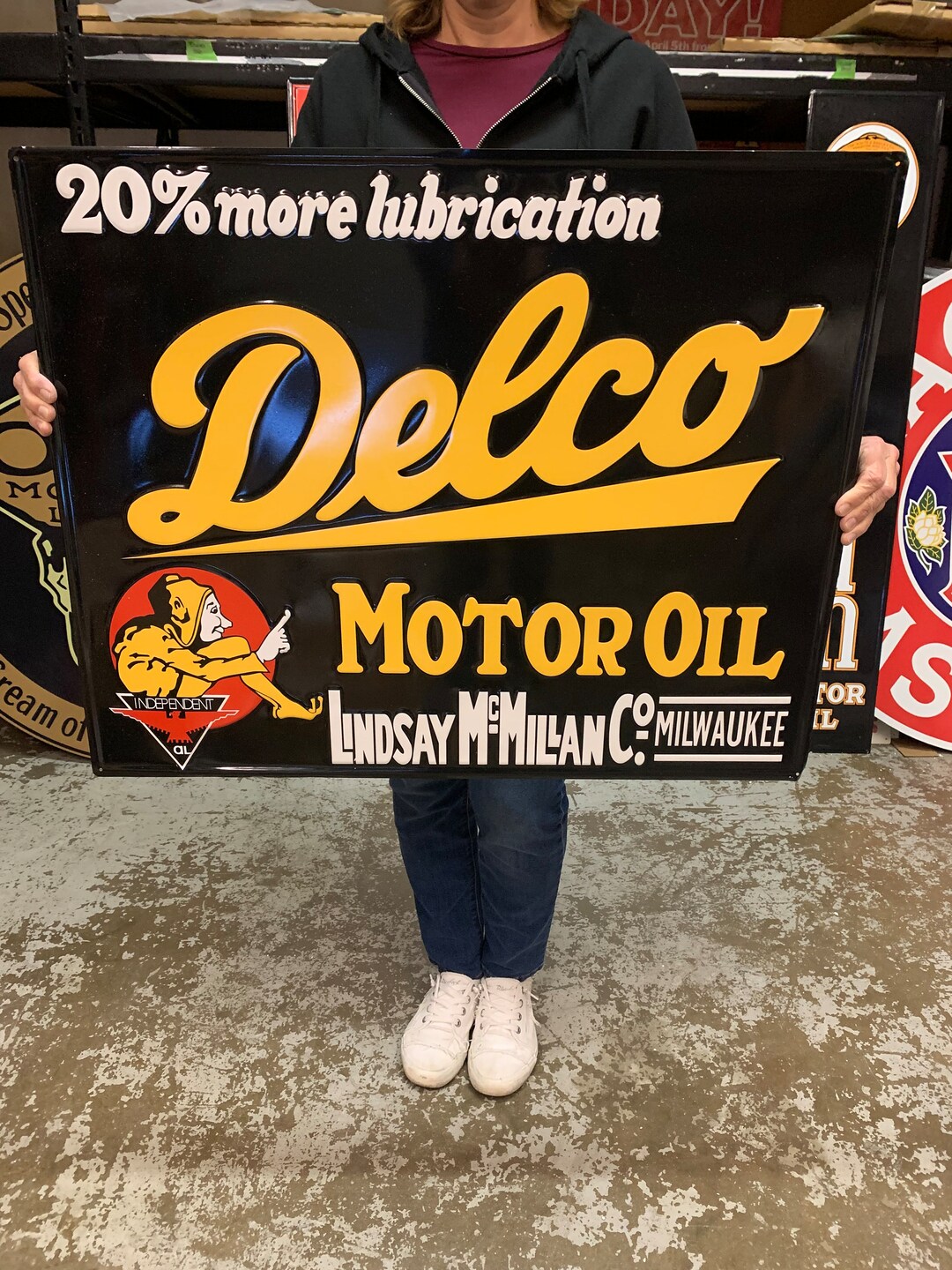 Vintage Antique Style Sign Delco Gas Oil Milwaukee - Etsy