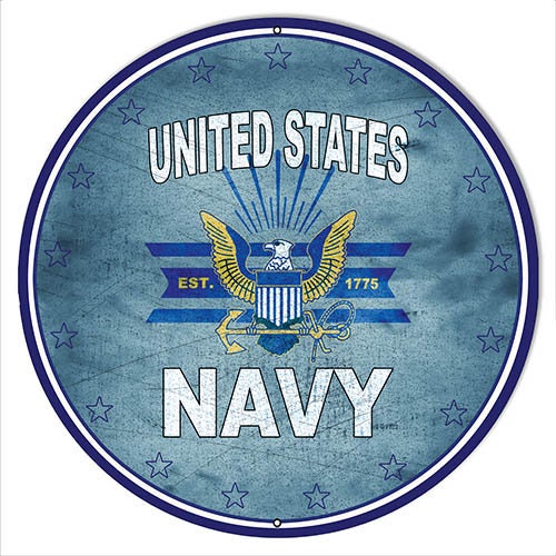 VINTAGE ANTIQUE Style Metal Sign US Navy 24 Round - Etsy