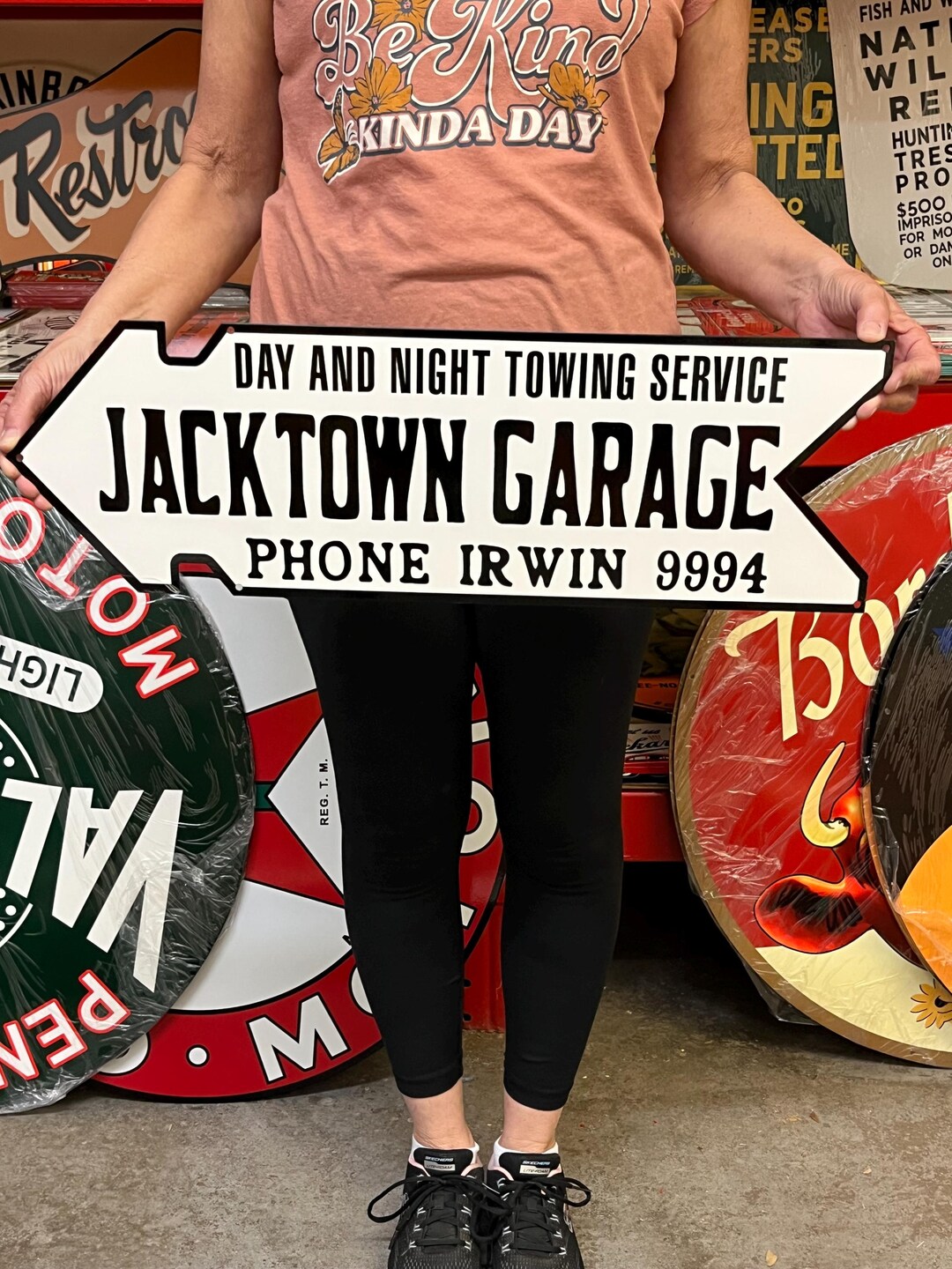 Vintage Style Steel Sign NOT Porcelain Jacktown Garage Arrow 25x8 Made ...