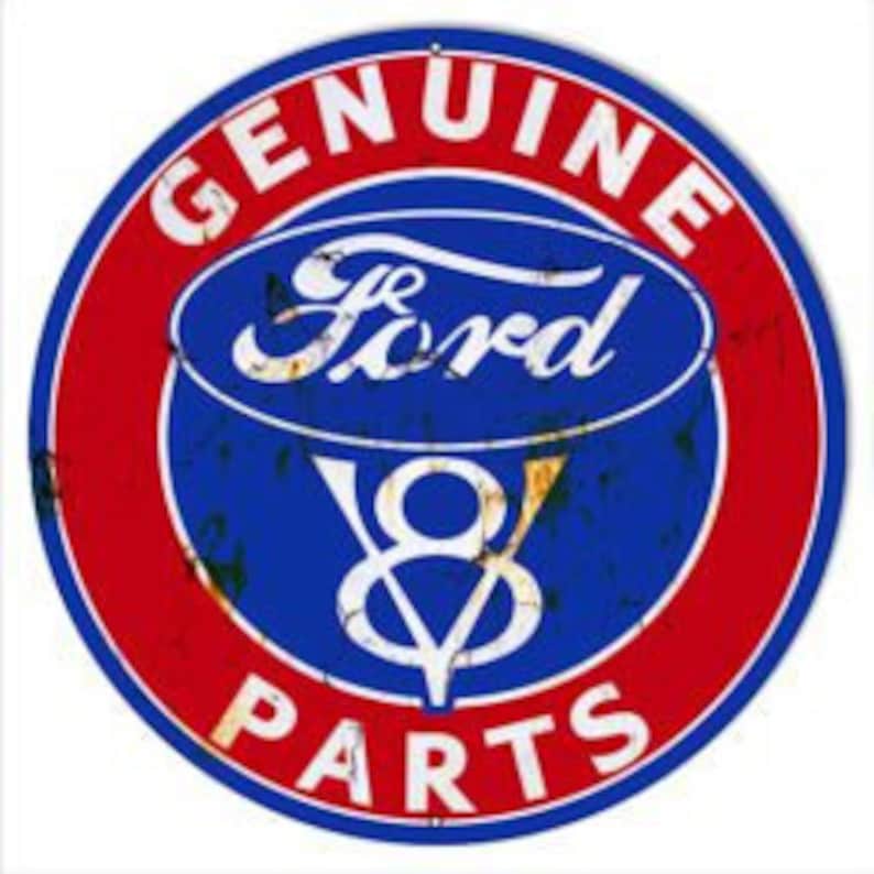 VINTAGE ANTIQUE Style Metal Sign Ford V8 Parts 24 Round - Etsy