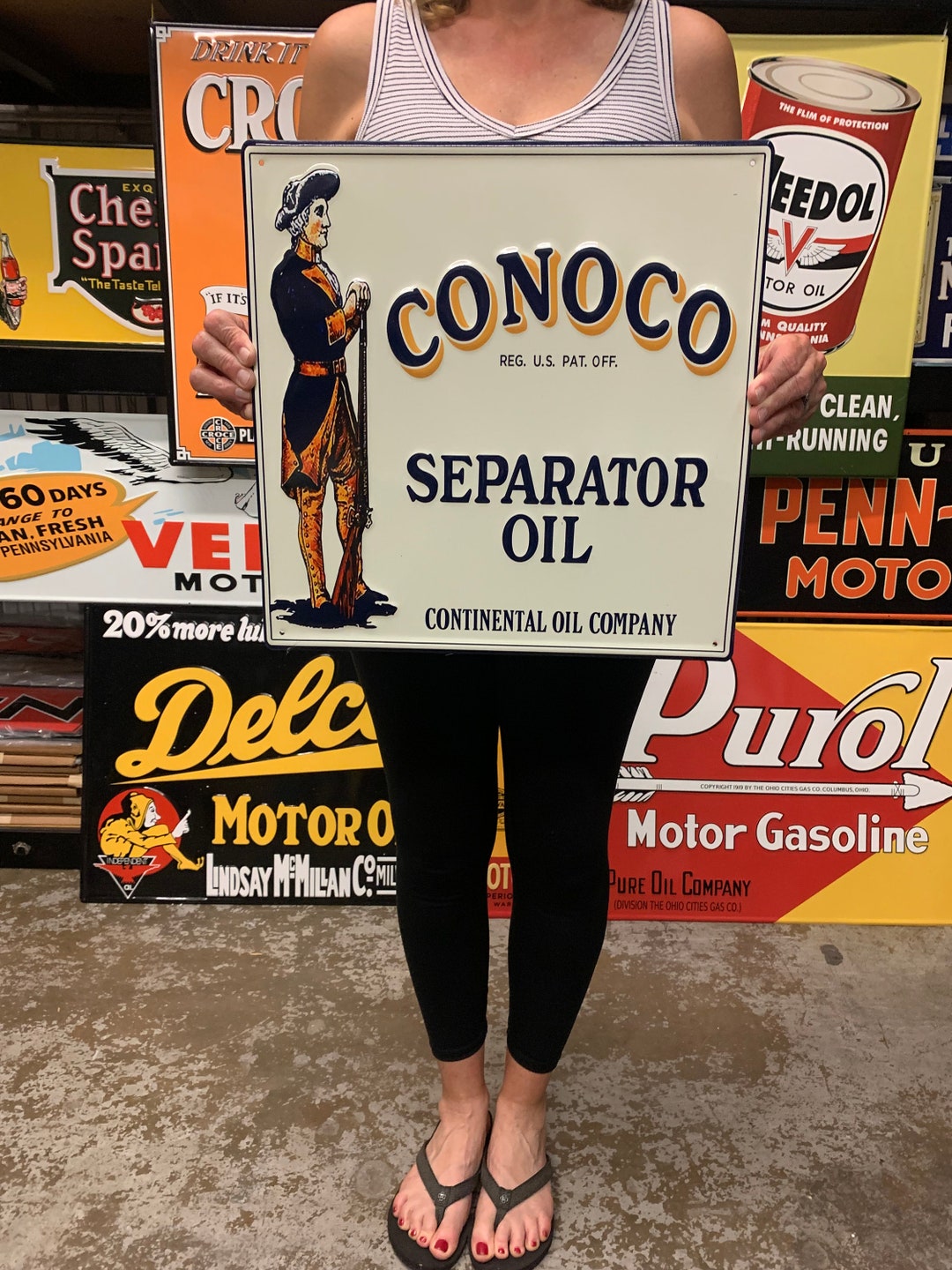 Vintage Style Metal Sign Conoco Oil Made in USA - Etsy