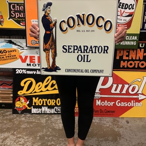 Vintage Style Metal Sign Conoco Oil Made in USA - Etsy