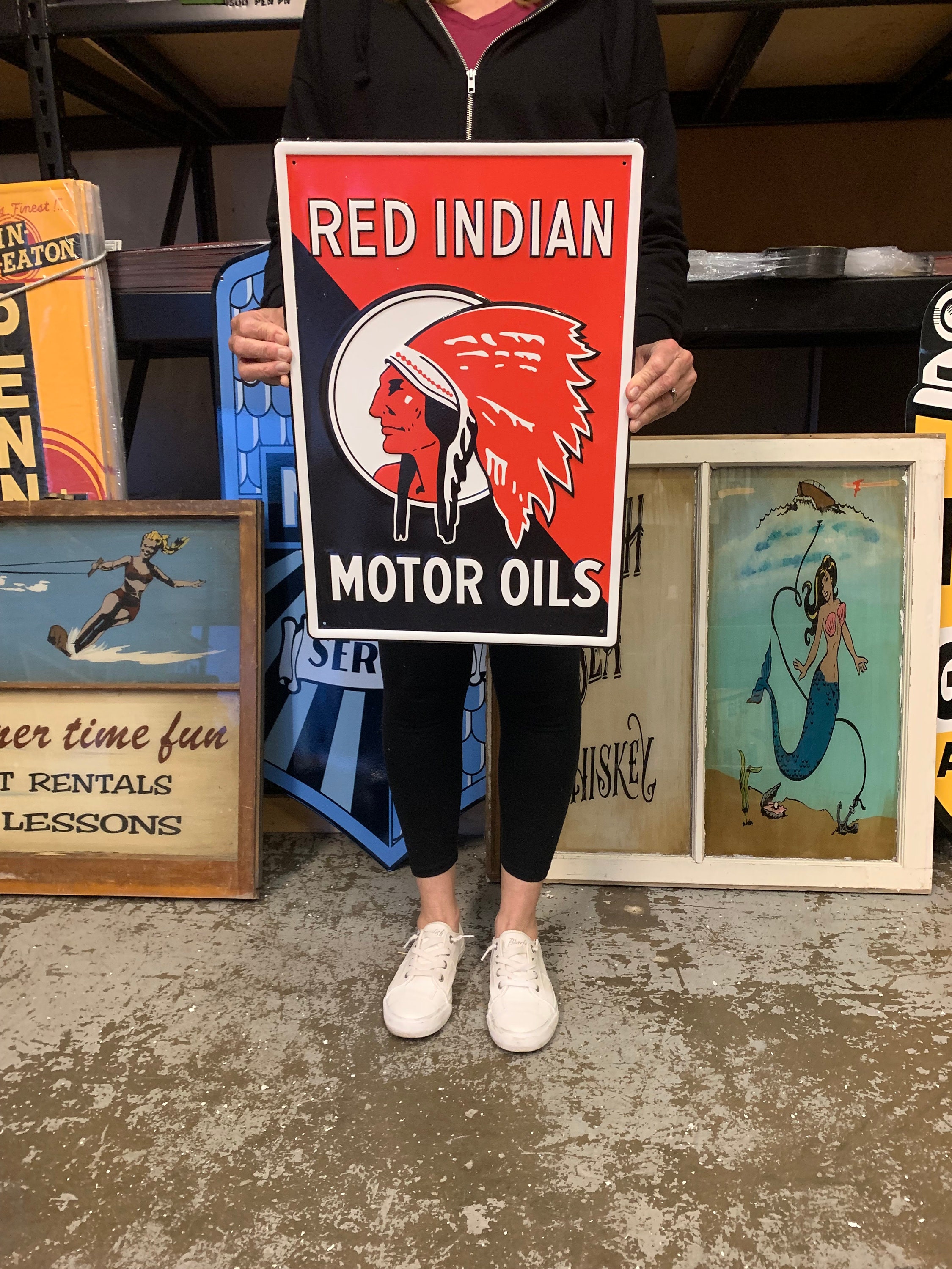 Vintage Style Metal Sign Red Indian Motor Oil - Etsy