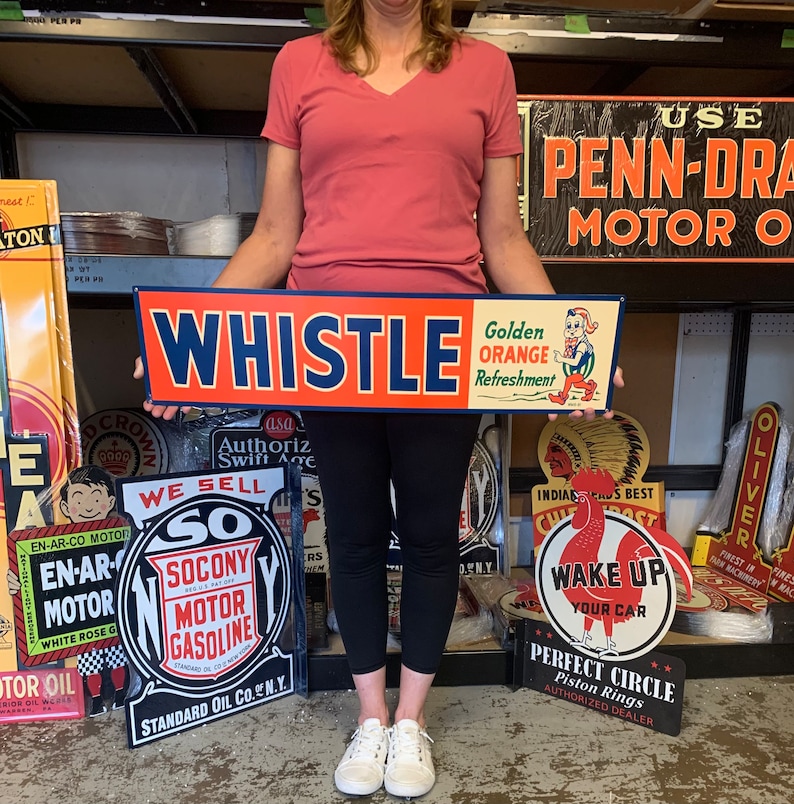 Antique Vintage Style Metal Sign Made in USA Whistle Soda Drink 32 X 8 ...