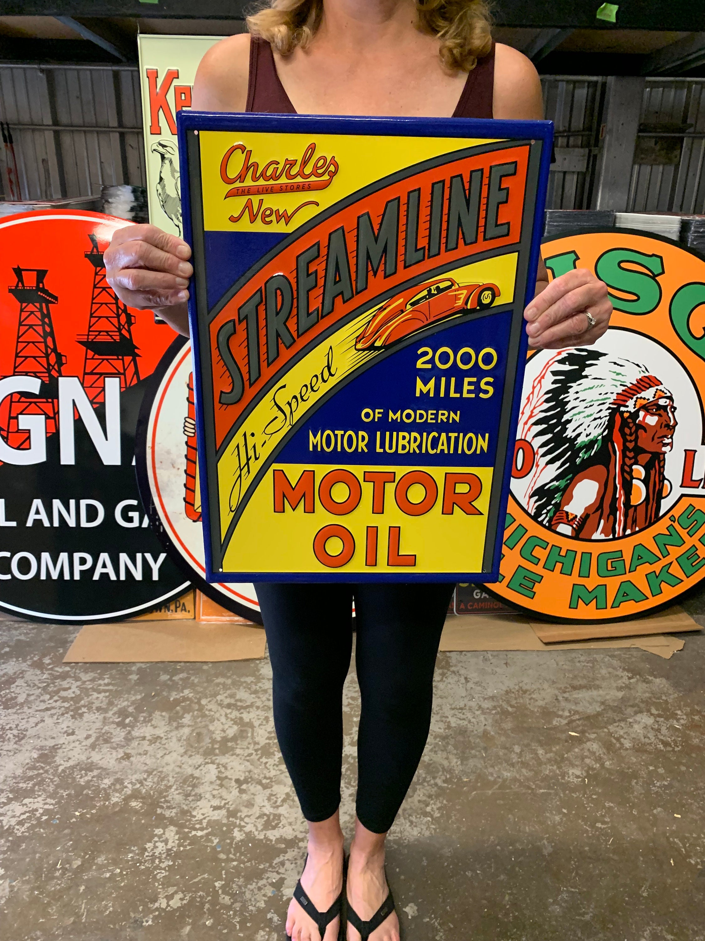 Vintage Style Metal Sign Streamline Motor Oil - Etsy