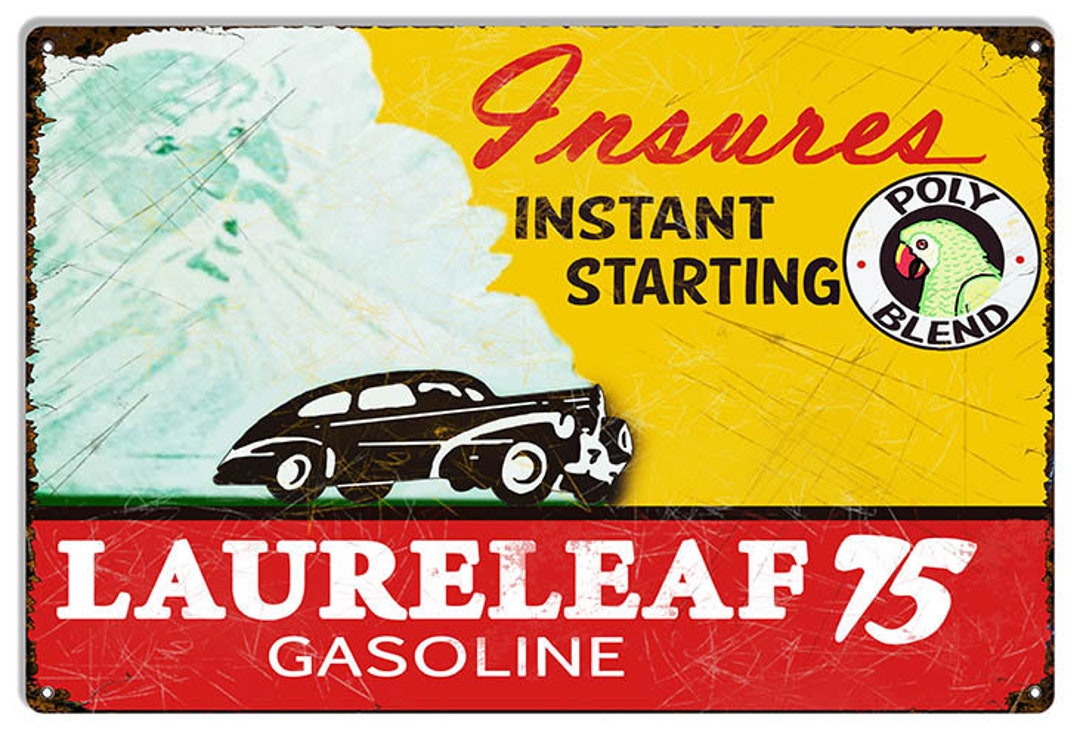VINTAGE ANTIQUE Style Metal Sign Laureleaf 75 Polly Gas 12x18 - Etsy