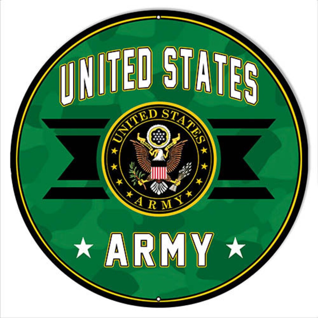 VINTAGE ANTIQUE Style Metal Sign US Army 24" Round - Etsy