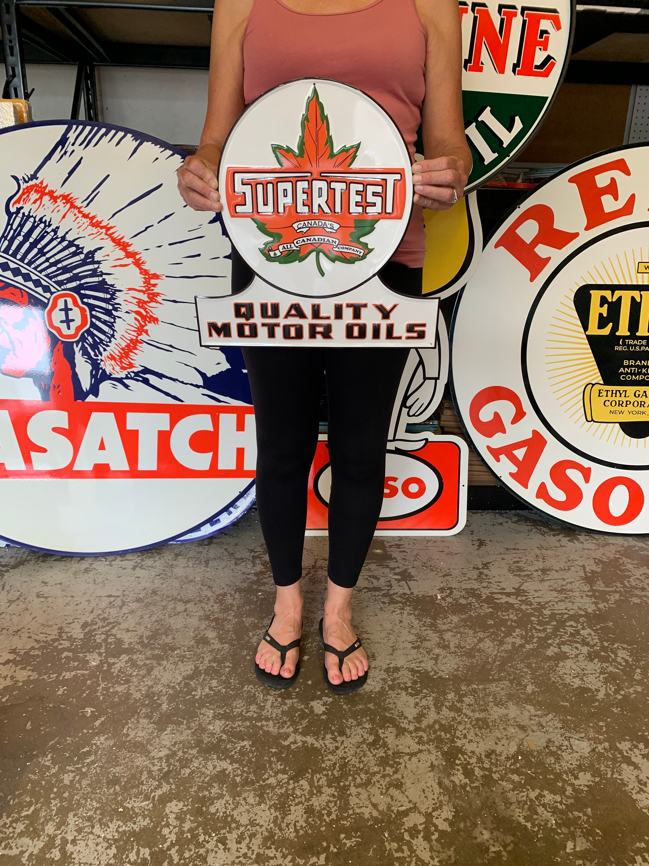 Vintage Antique Style Metal Sign Supertest Gasoline Maple Leaf Made in ...