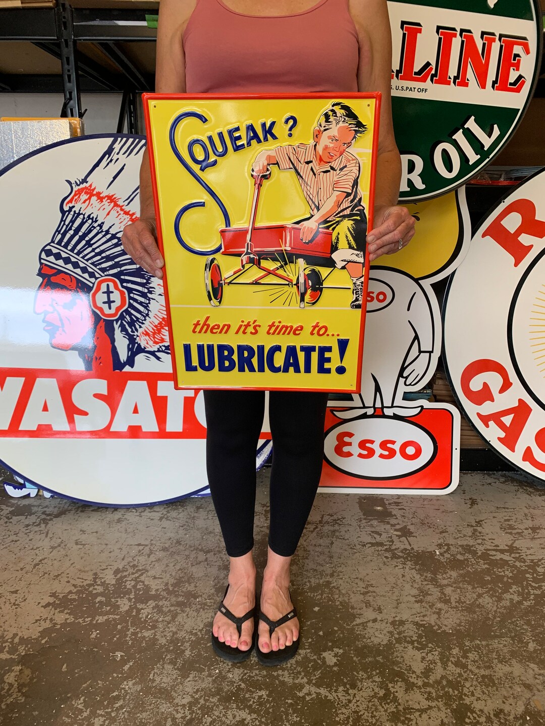 Vintage Antique Style Metal Sign Lubricate Squeak Wagon Made in USA - Etsy