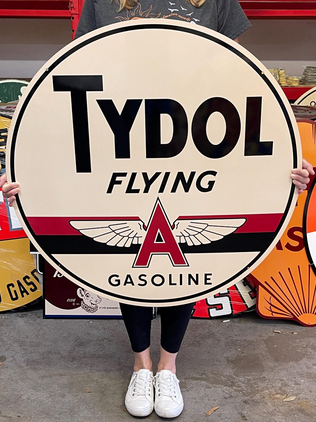 Antique Vintage Style Sign Tydol Flying A Gasoline HEAVY Steel Not ...