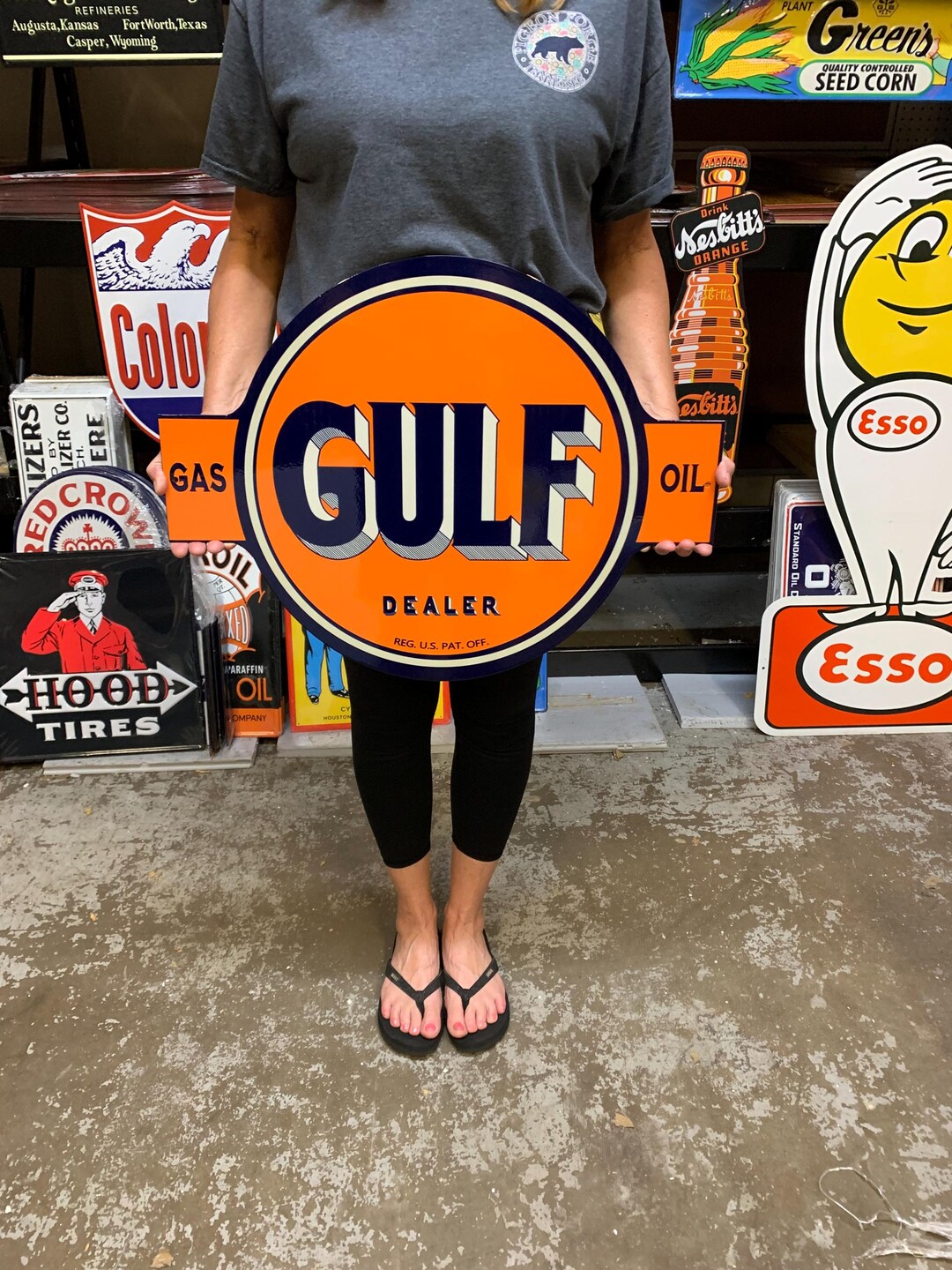 Vintage Antique Style Metal Sign Gulf Dealer NOT PORCELAIN Made in USA ...