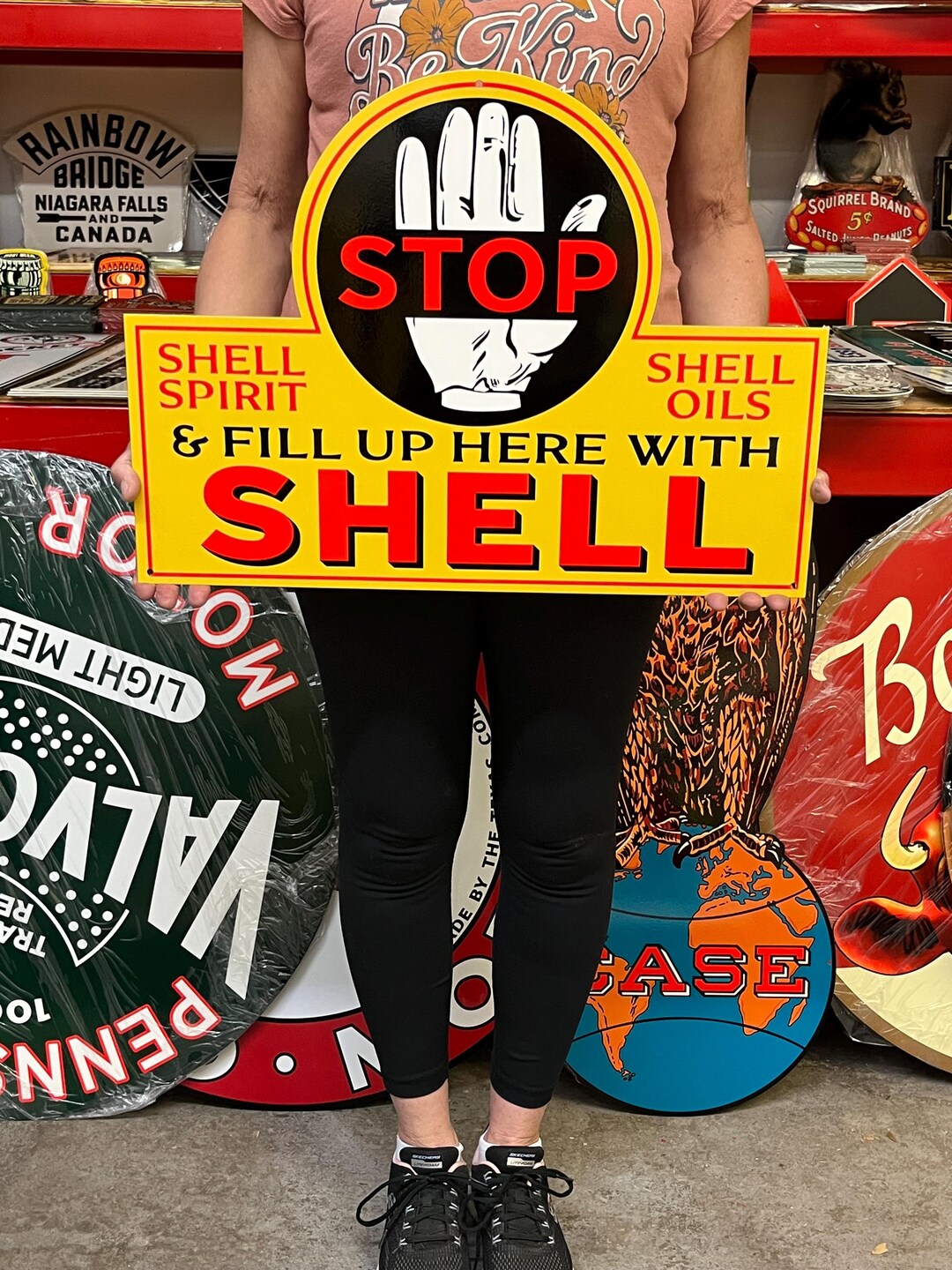 Vintage Style Steel Sign NOT Porcelain Shell Gas Stop Fill up 22x16 ...