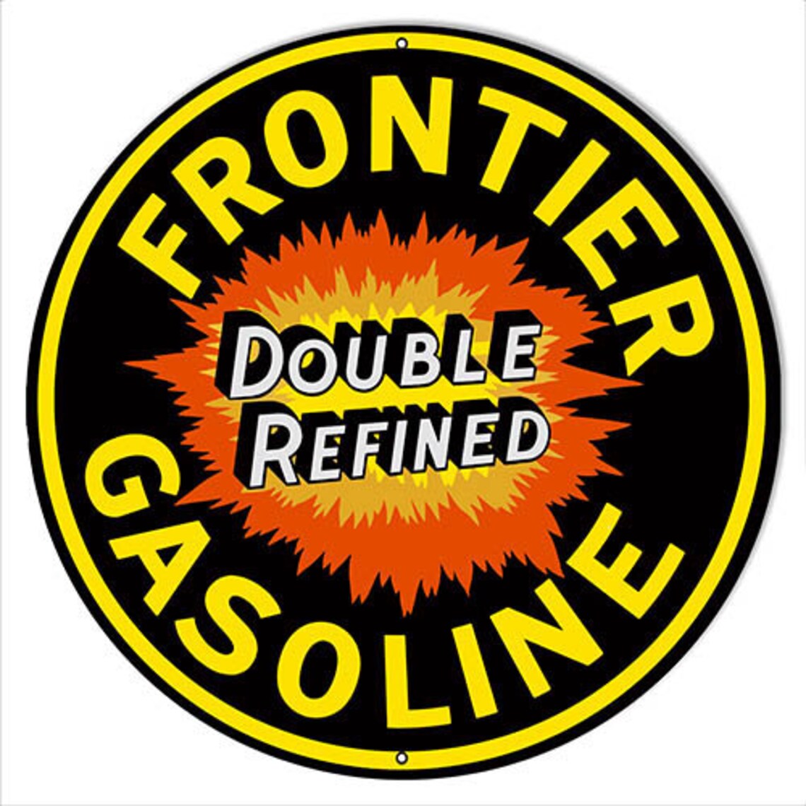 VINTAGE ANTIQUE Style Metal Sign Frontier Gas 24 Round - Etsy