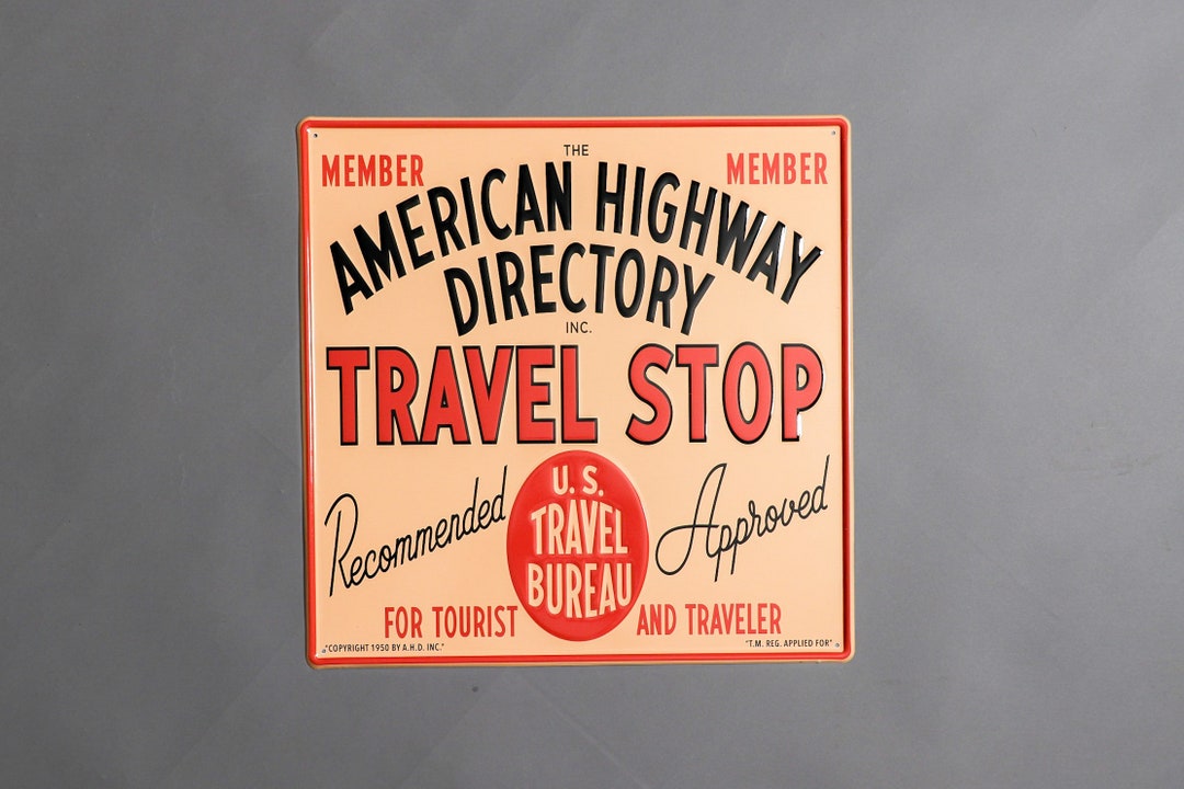 Vintage Style Sign Embossed Travel Stop - Etsy