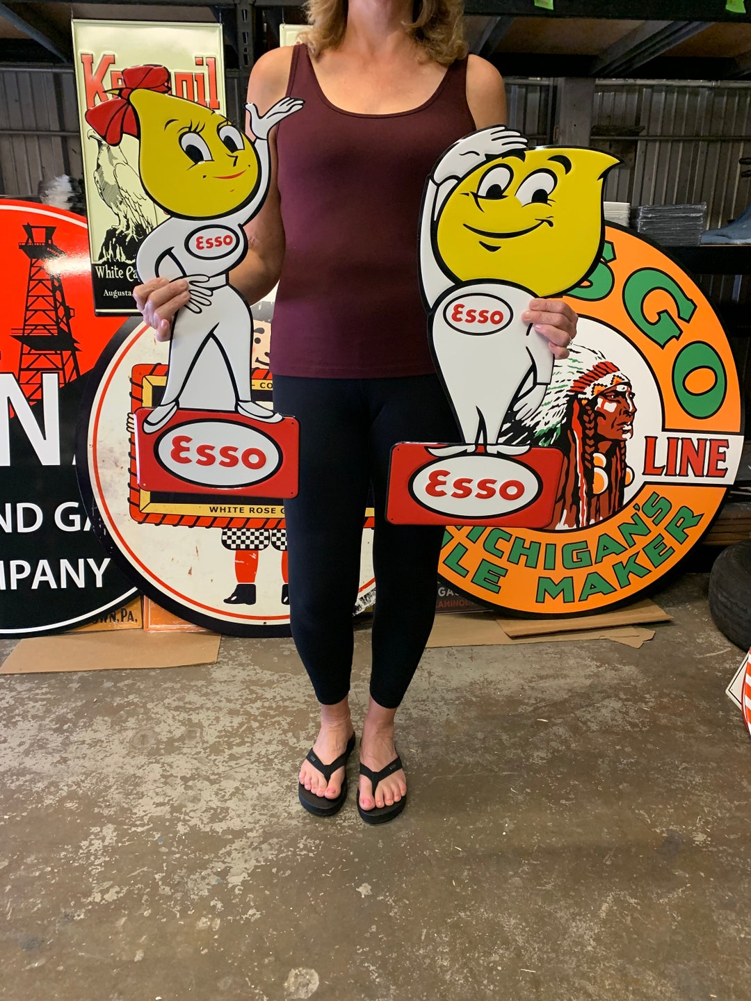 Vintage Antique Style Metal Sign Esso Kids Oil Drop Made in USA - Etsy