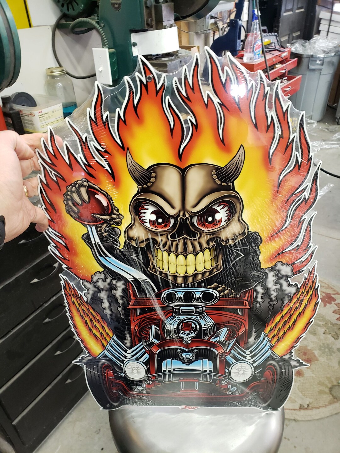 Vintage Style Metal Sign Hot Rod Skull Flames 16.2" X 24" - Etsy