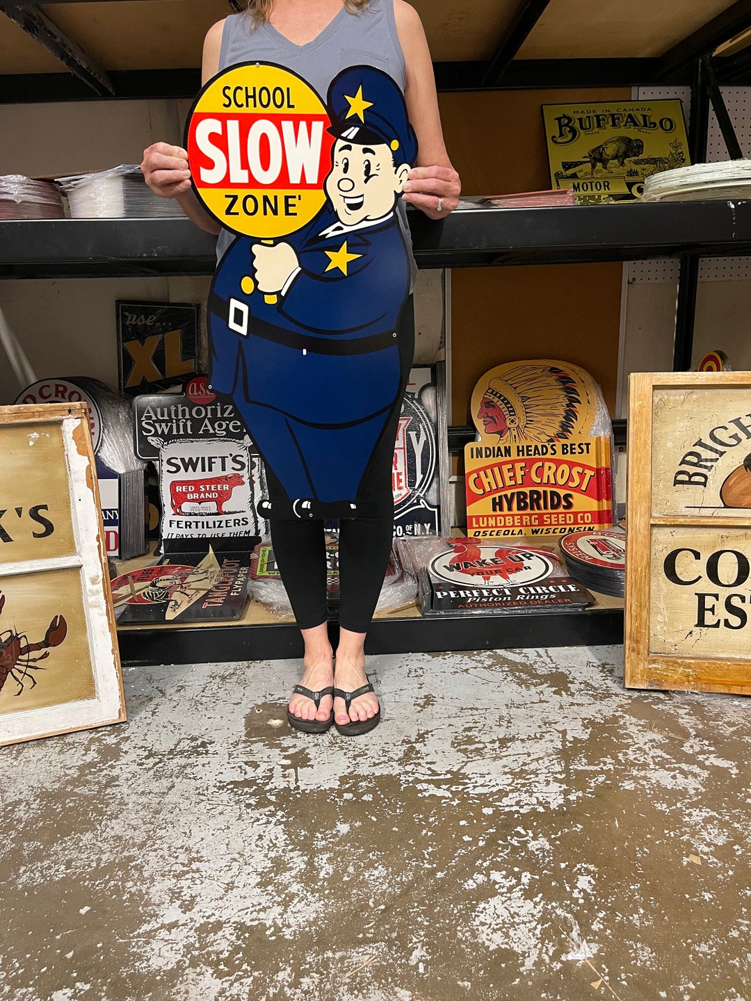 Vintage Style Metal Sign School Zone Crossing Guard 15" X 30" - Etsy