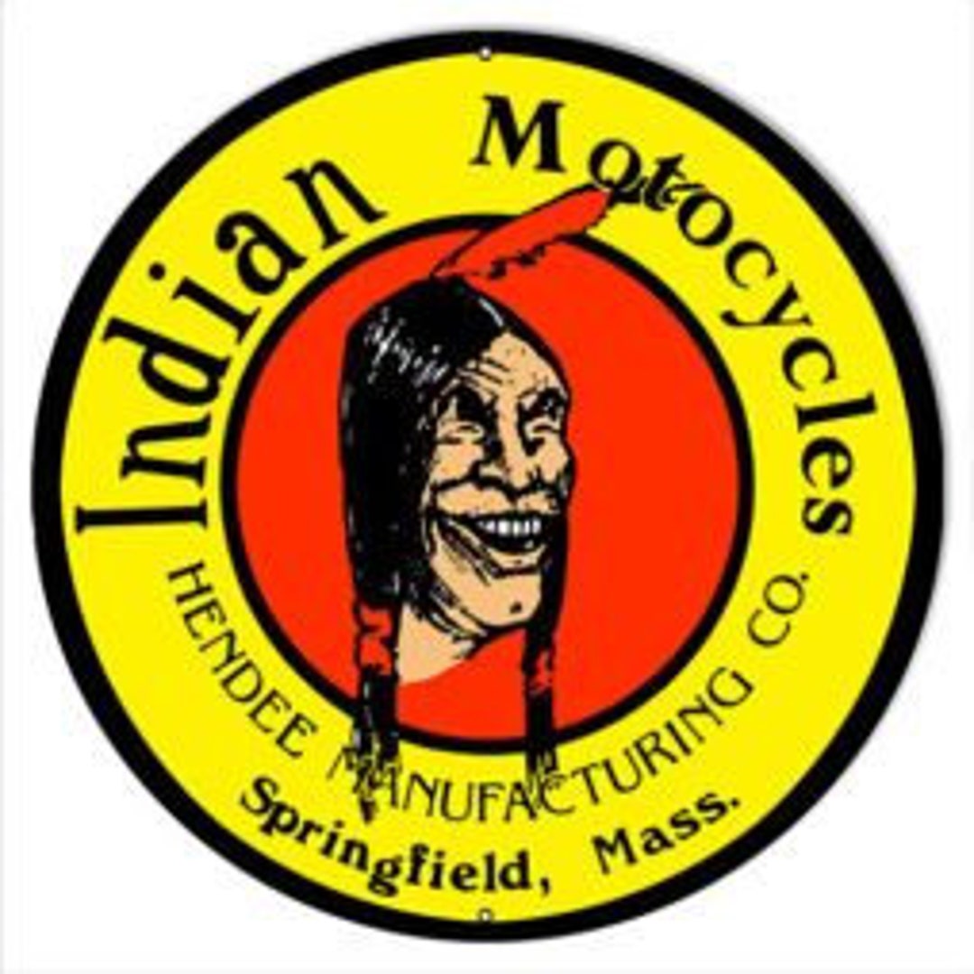 VINTAGE ANTIQUE Style Metal Sign Indian Motorcycles Hendee 24" Round - Etsy