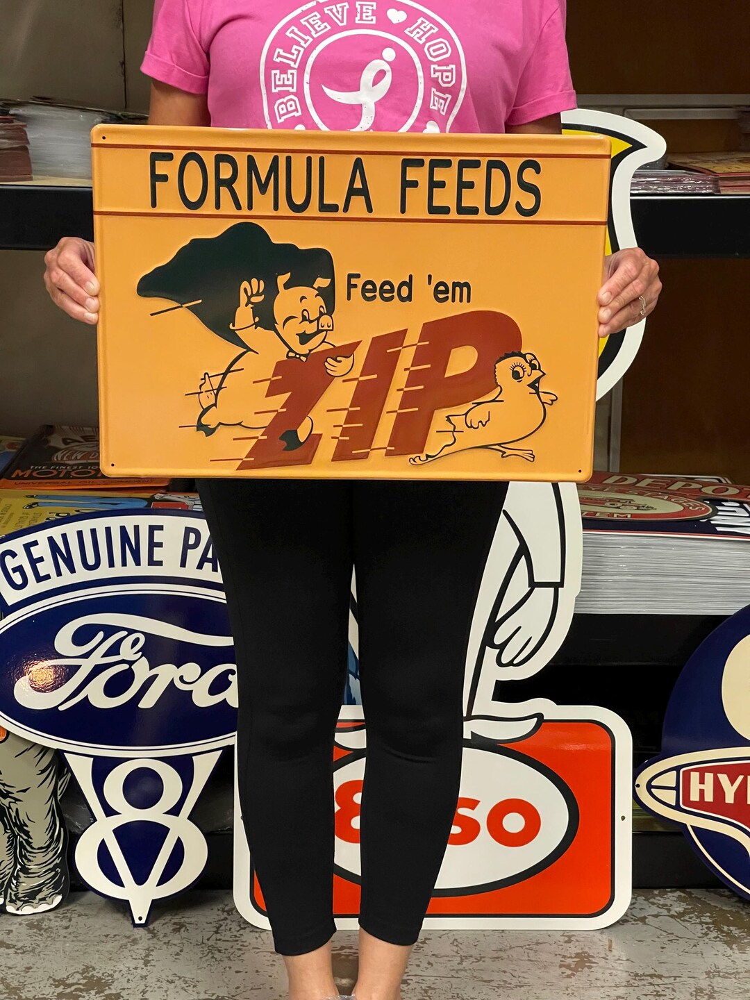 Vintage Antique Style Embossed Metal Sign Formual Feeds ZIP Feed Farm ...