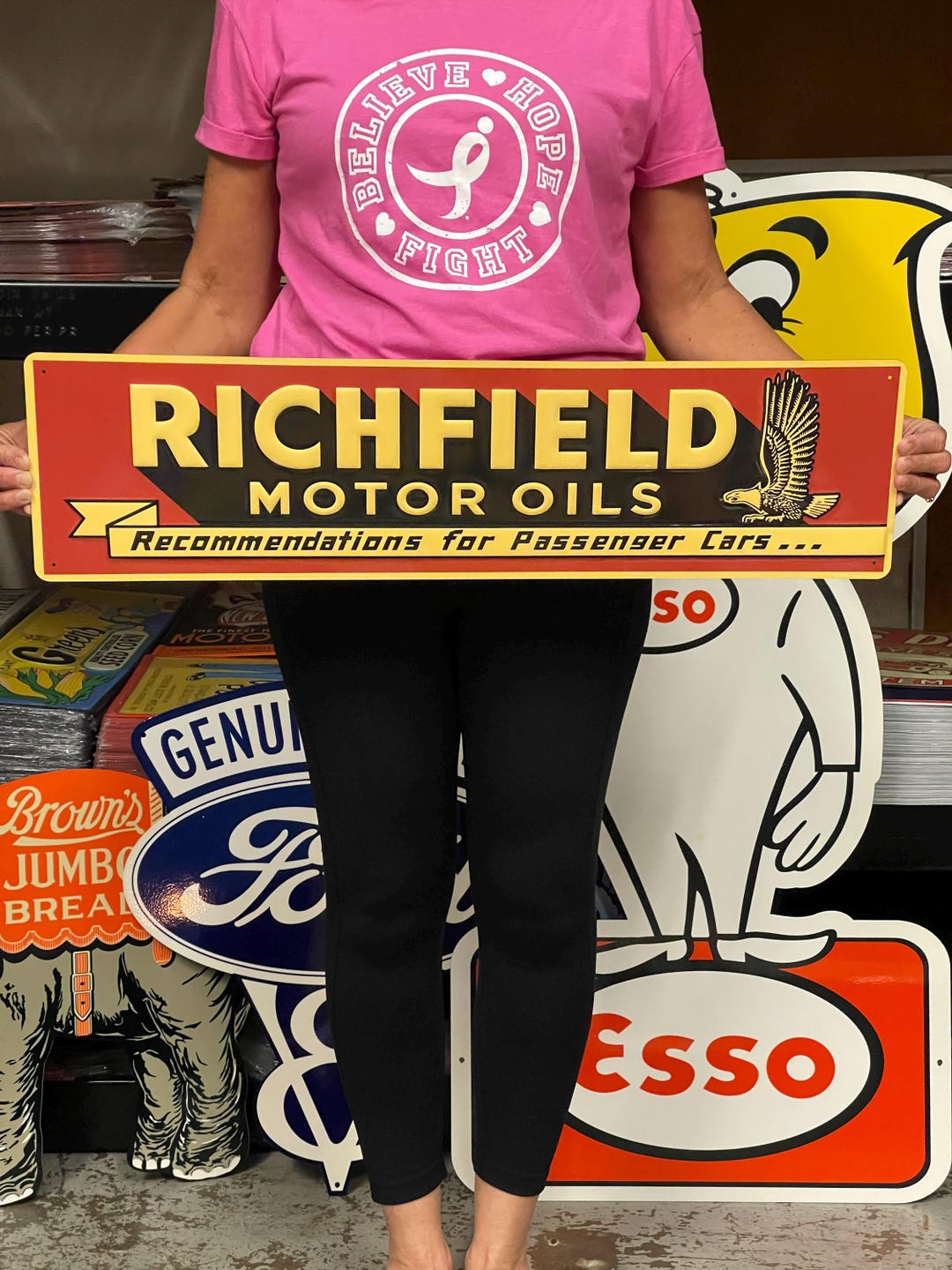 Vintage Antique Style Embossed Metal Sign Richfield Motor Oil Eagle ...