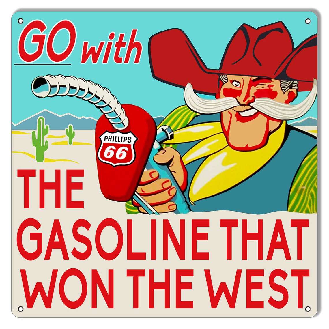 VINTAGE ANTIQUE Style Metal Sign Phillips 66 Go West 12x12 - Etsy