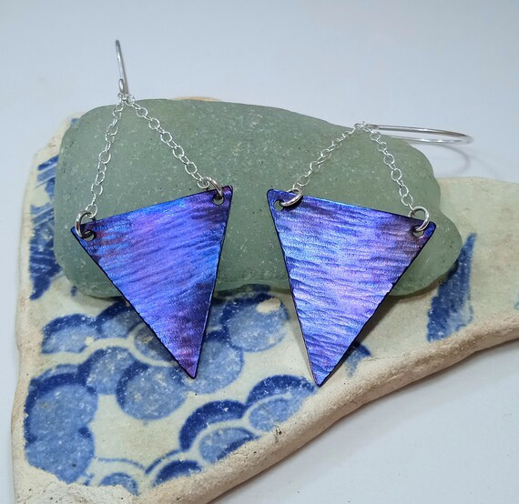 Handmade Coloured Titanium and Sterling Silver Triangular - Etsy UK