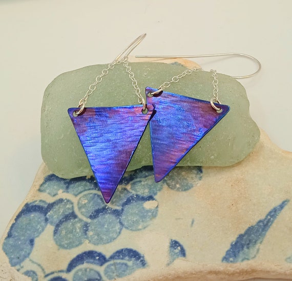 Handmade Coloured Titanium and Sterling Silver Triangular - Etsy