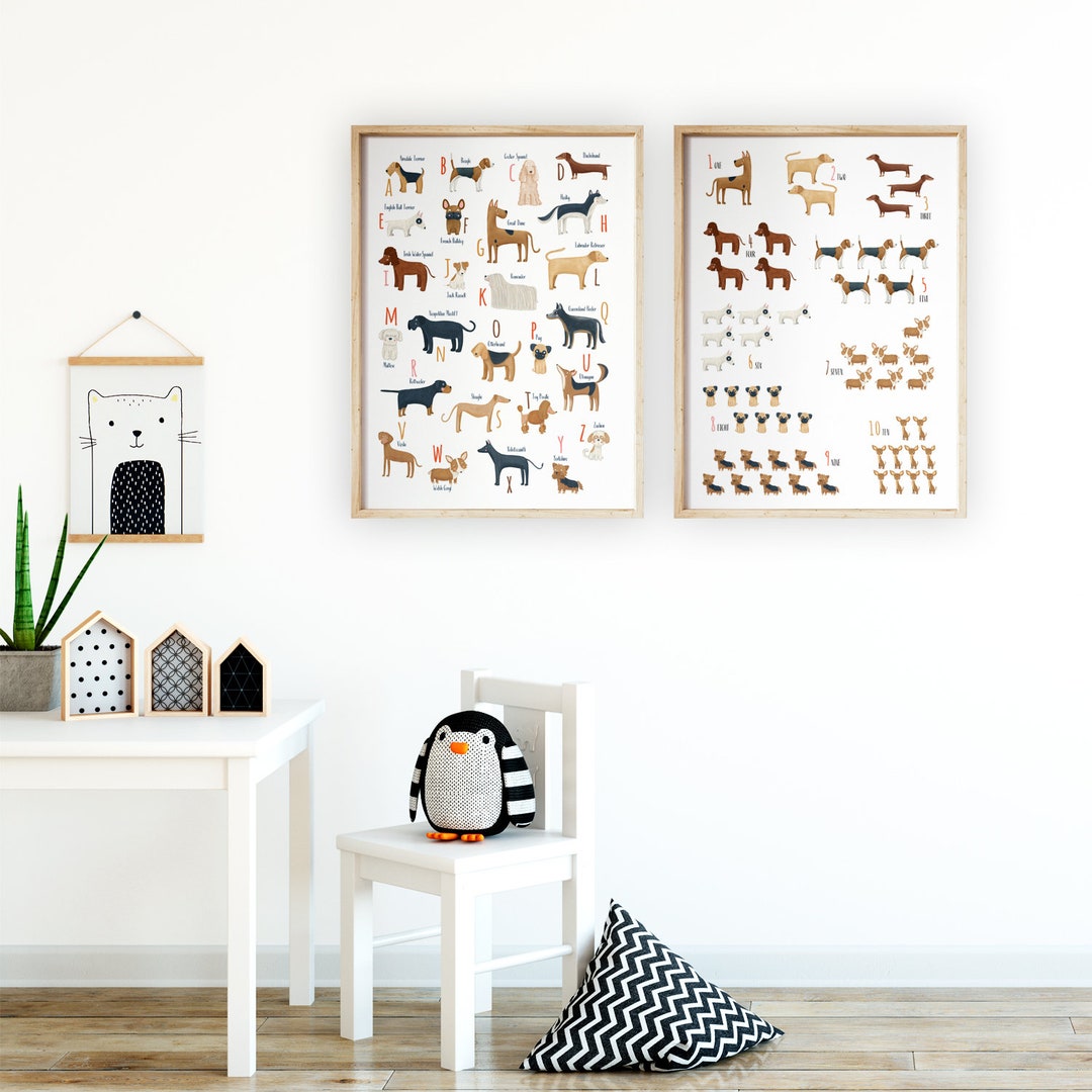 Dogs Alphabet and Numbers Set for a Dog Lover, Dog Alphabet Printable ...