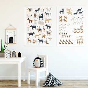 ABC and Numbers Set Dog Breeds Wall Art, Dalmatian, Border Collie, Dog ...