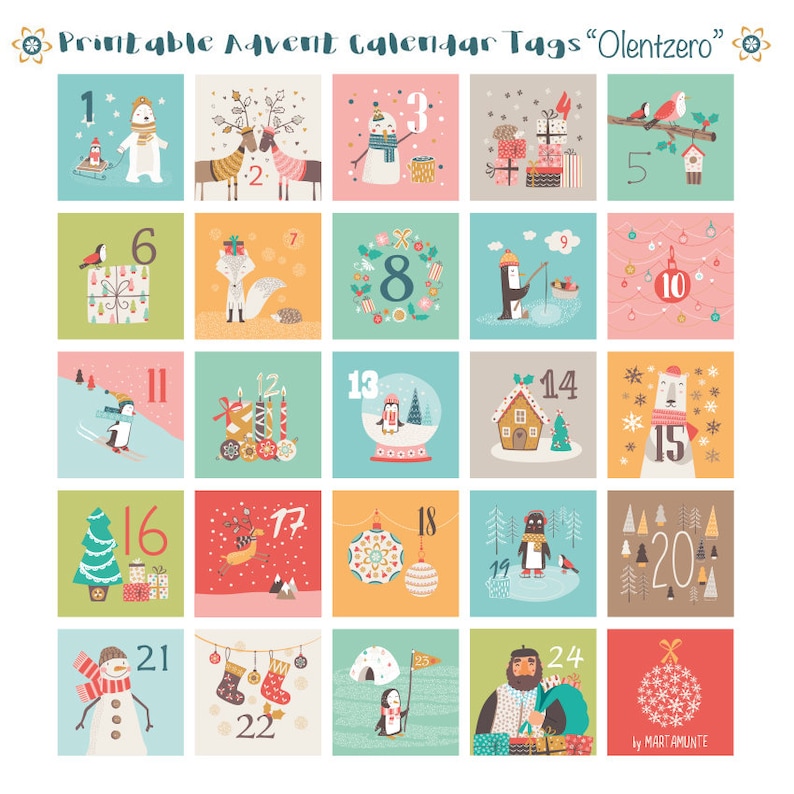 3x3 Inches Printable Advent Calendar Tag Advent Calendar Gift | Etsy