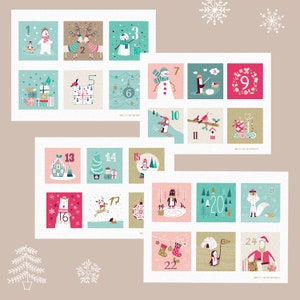 3x3 Inch Printable Advent Calendar Gift Tags, Advent Calendar Tags ...