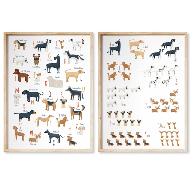 ABC and Numbers Set Dog Breeds Wall Art Dalmatian Border - Etsy