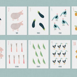 Farm Numbers Flash Cards, Animals Numbers Wall Cards, English ...