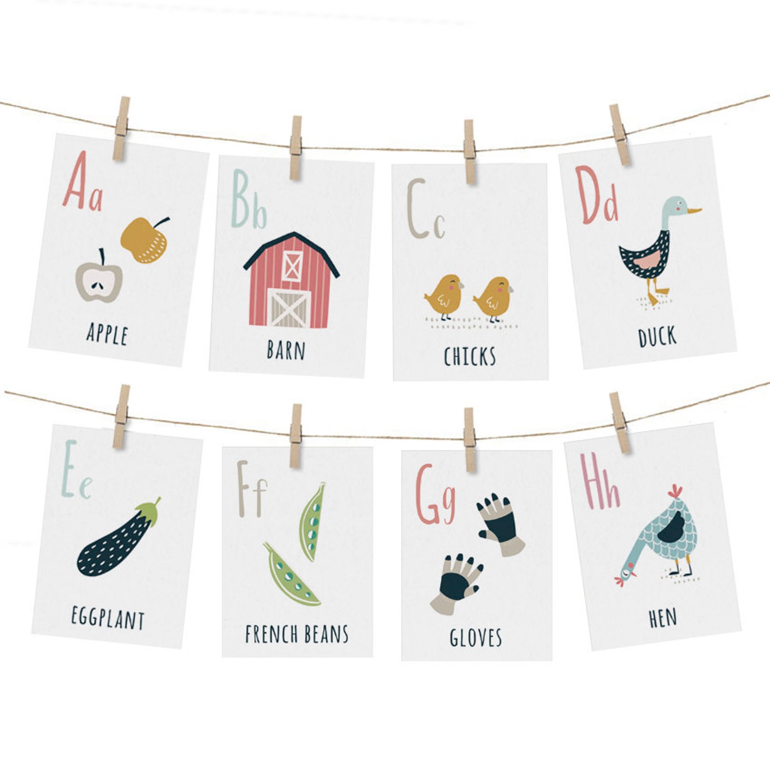 Farm Alphabet Cards Educational Alphabet Flash Cards - Etsy