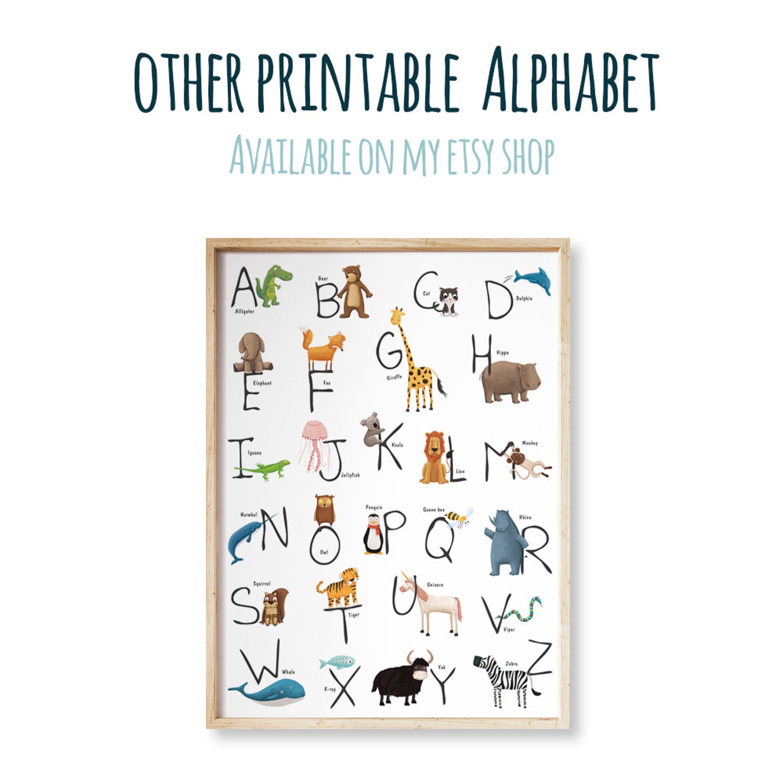 Animal Abc Poster Animal Alphabet Print Children's | Etsy