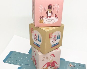 Printable Advent Calendar Boxes Christmas Countdown Gift | Etsy Canada